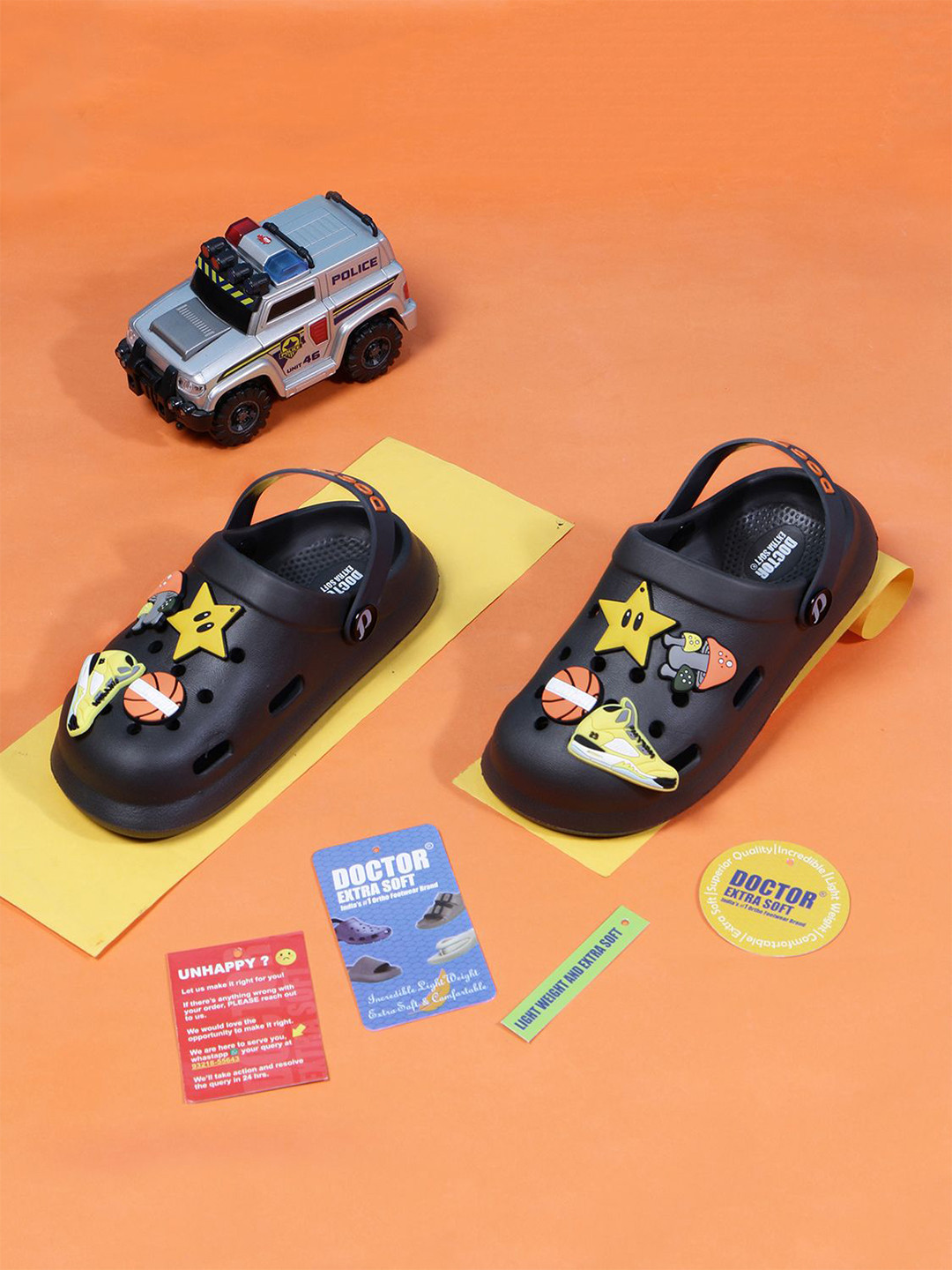 Buy DOCTOR EXTRA SOFT Kids Unisex Black Croslite Round Toe Textured ...