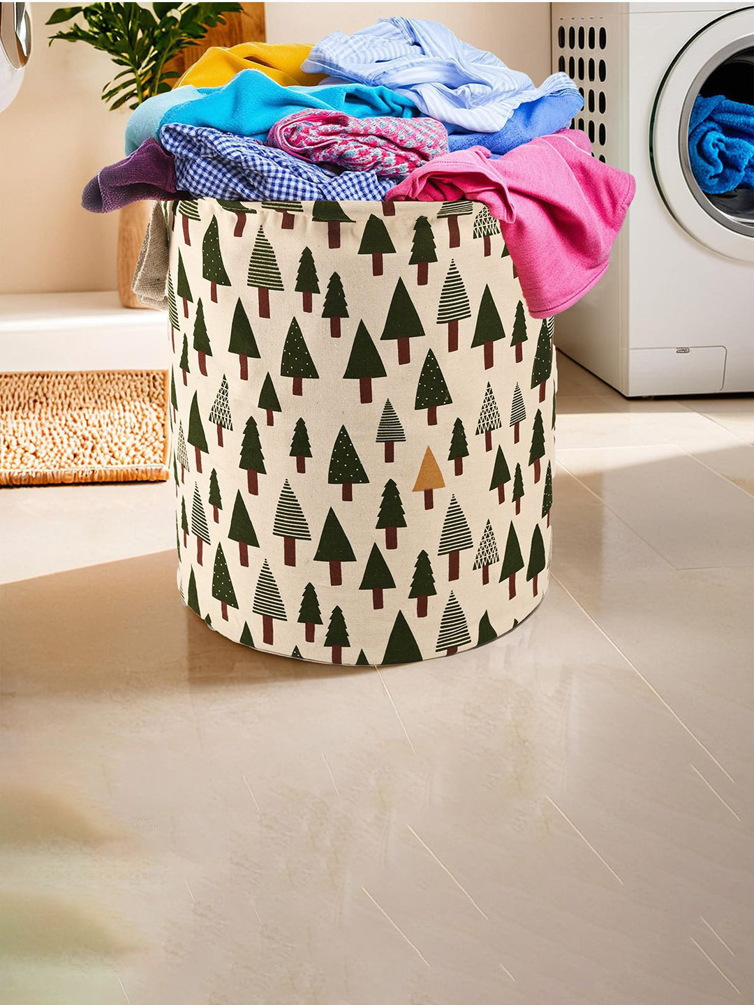 Buy Kuber Industries Green & Cream Printed Foldable Laundry Bag 60 L ...