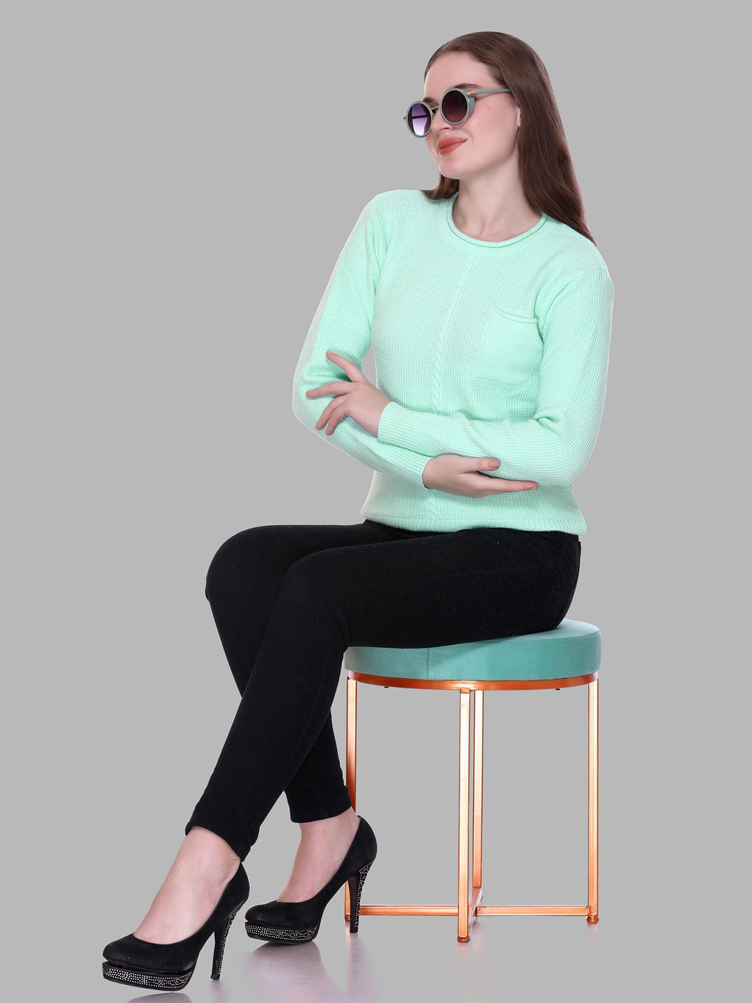 Buy Melvin Women Self Design Woollen Regular Top - Tops for Women ...