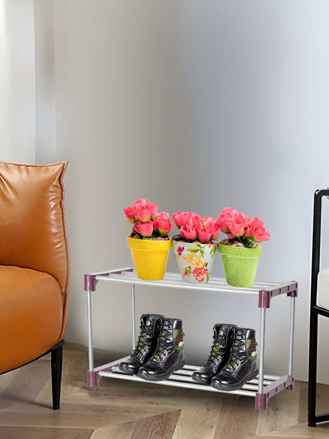 Buy Decent Hut Maroon & Silver Toned 2 Tier Rectangle Stainless Steel ...