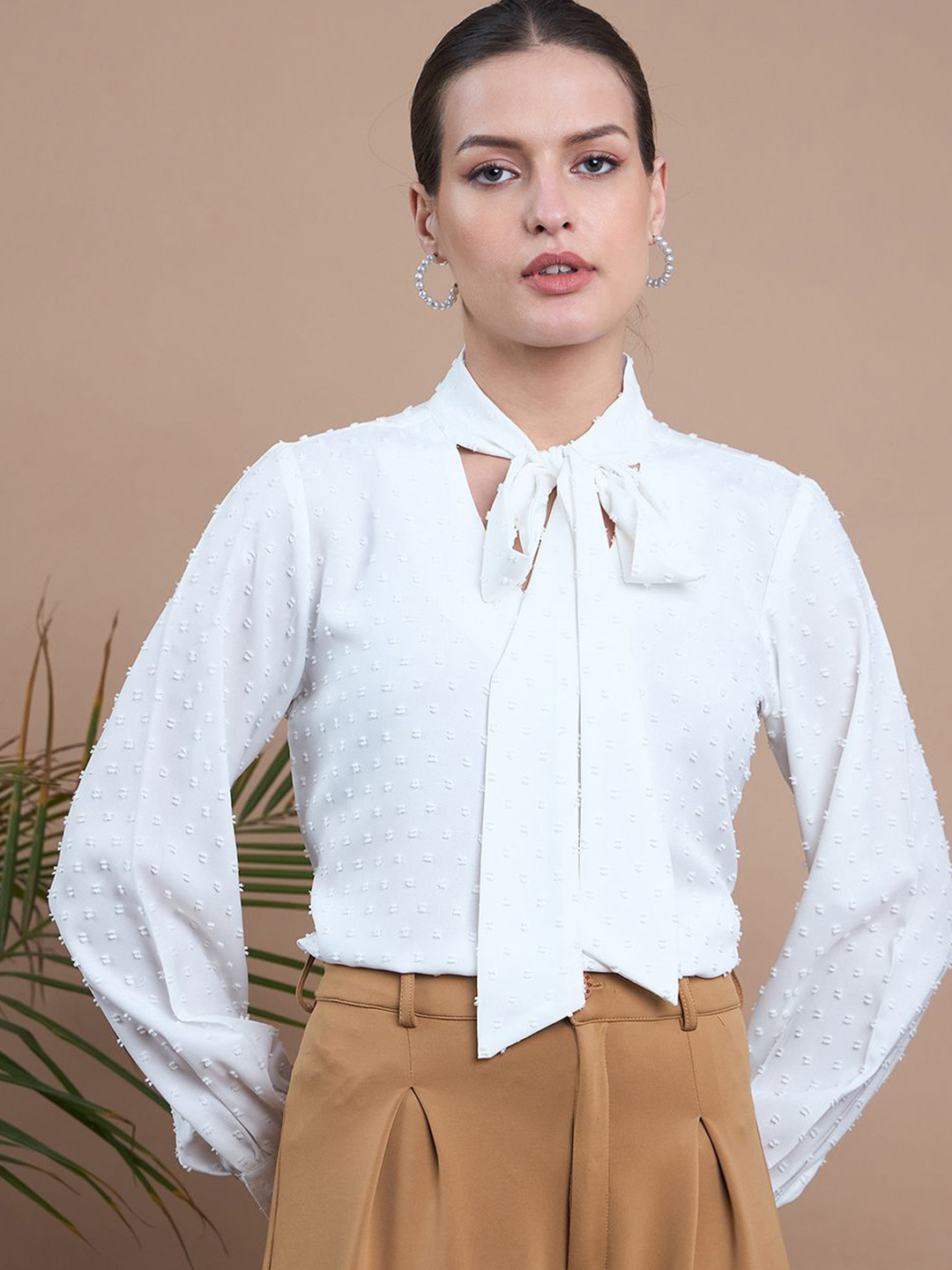 Buy Noi Self Design Tie Up Neck Top - Tops for Women 31416016 | Myntra