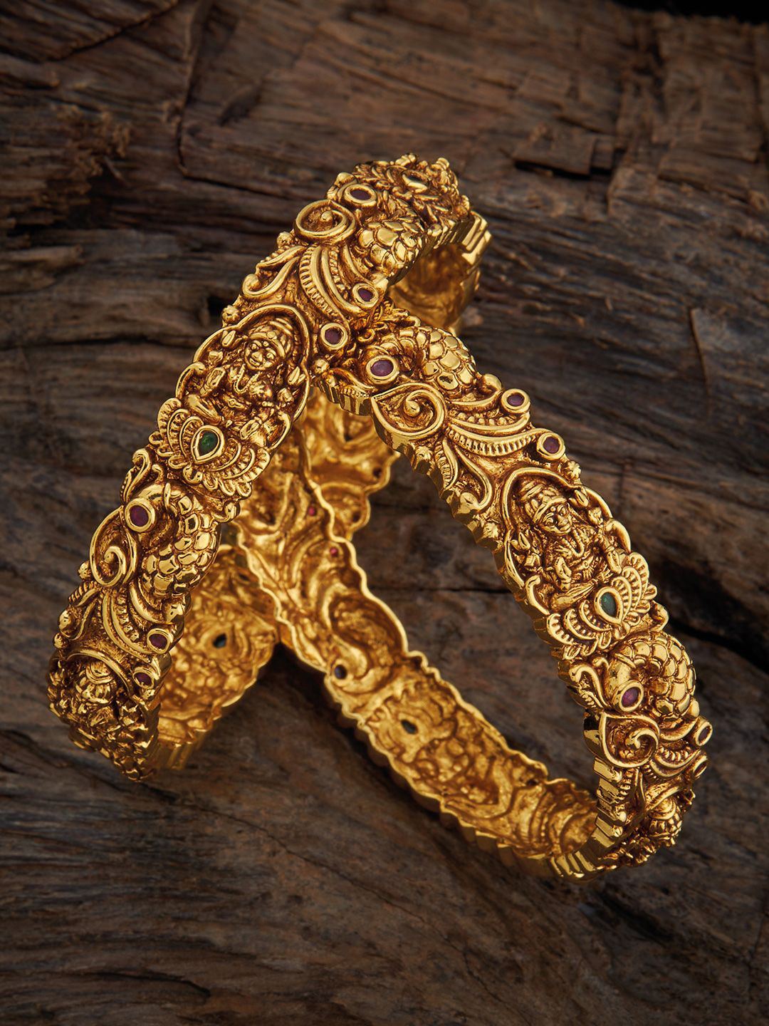Buy Kushal's Fashion Jewellery Set Of 2 Gold Plated Stone Studded ...