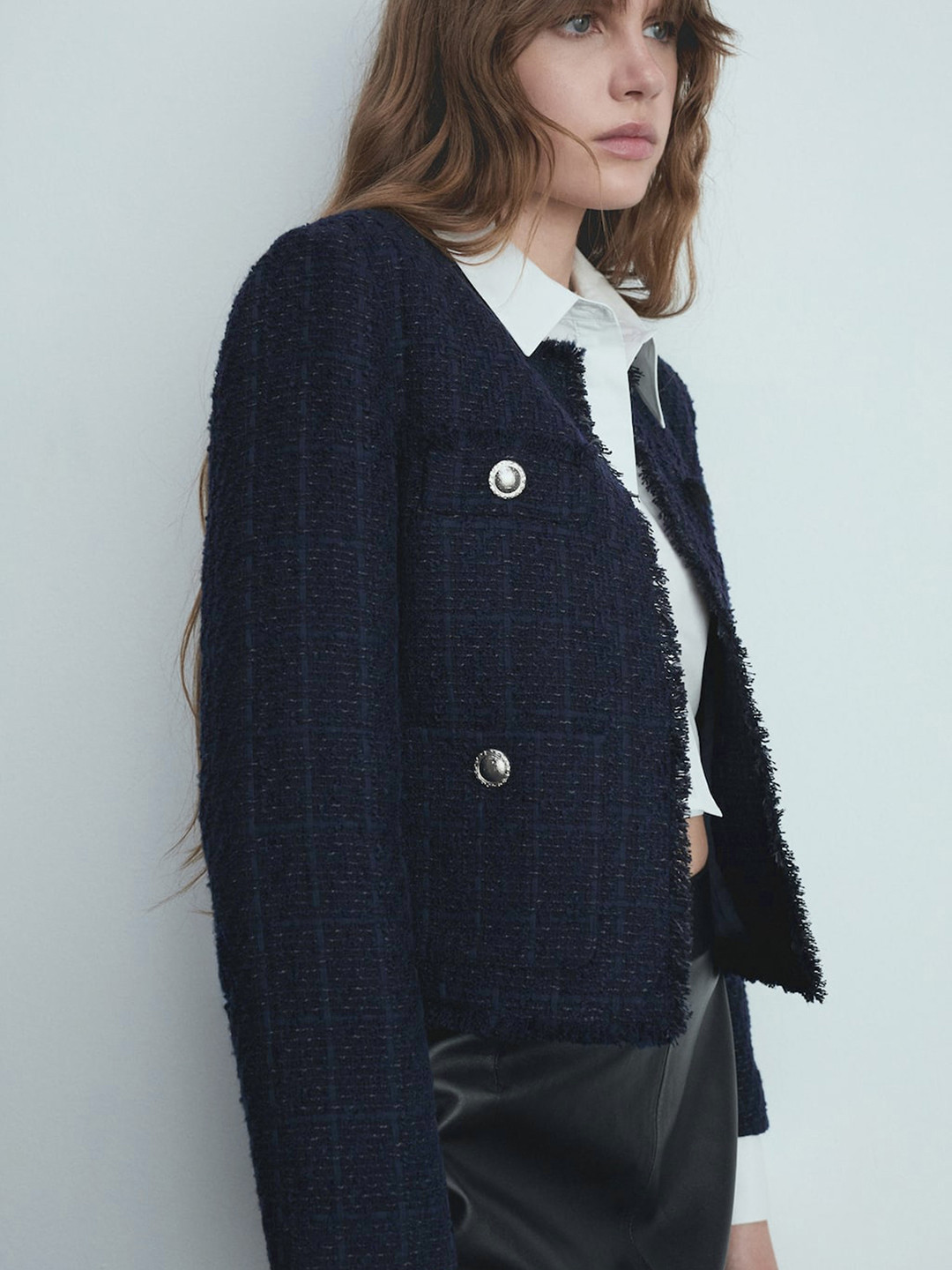 Buy MANGO Tweed Open Front Jacket - Jackets for Women 31238680 | Myntra