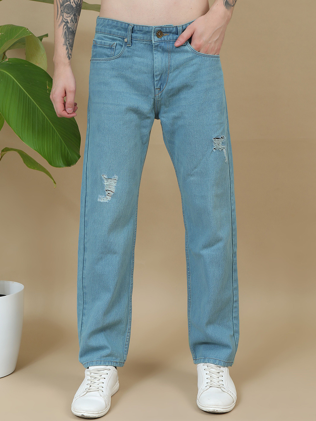 Buy Mast & Harbour Men Comfort Relaxed Fit Light Fade Stretchable Mid ...