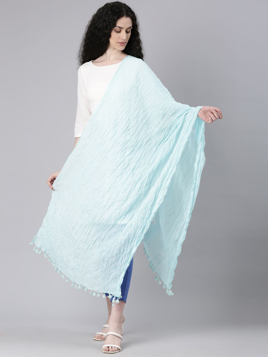 Buy Souchii Tasselled Bordered Cotton Dupatta - Dupatta for Women ...