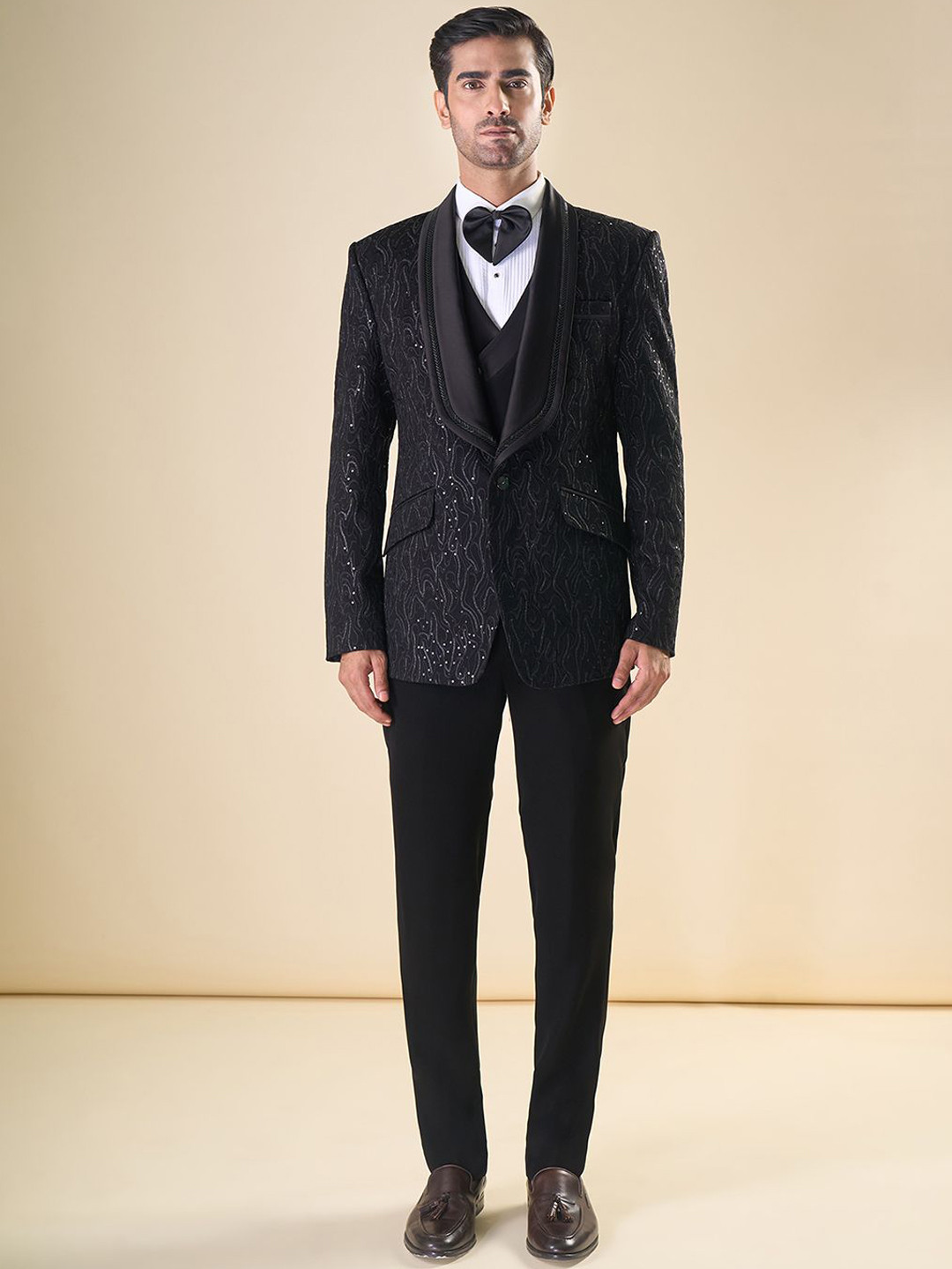 Buy Aryavir Malhotra Men 5 Piece Tuxedo Embroidered Formal Suit - Suits ...