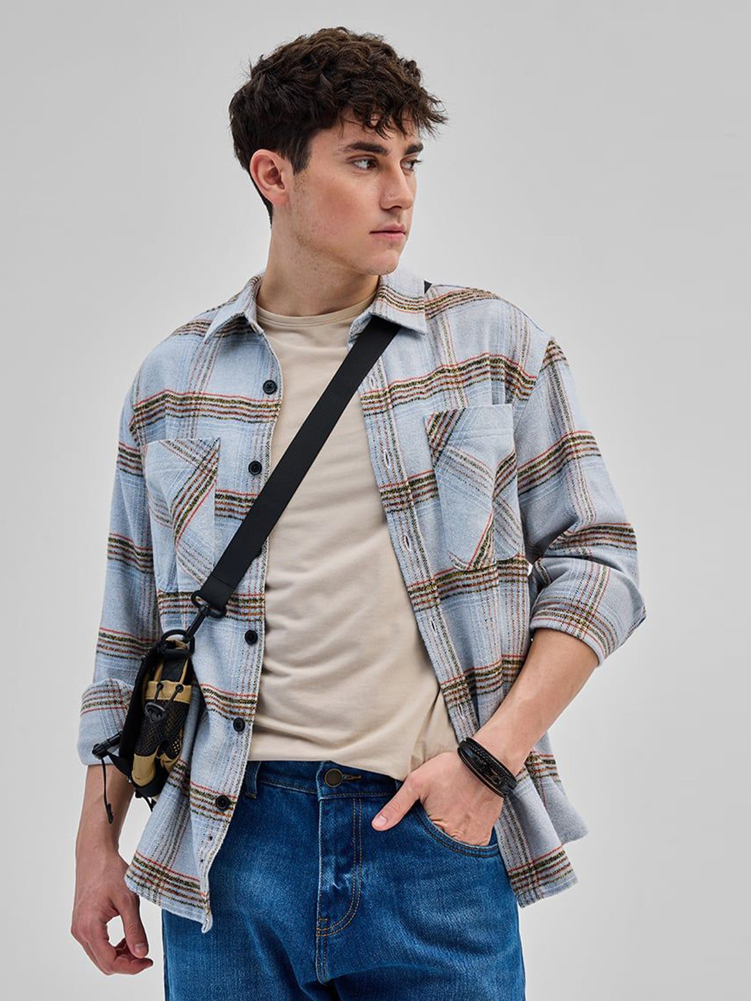 Buy Snitch Men Smart Spread Collar Tartan Checked Cotton Casual Shirt ...