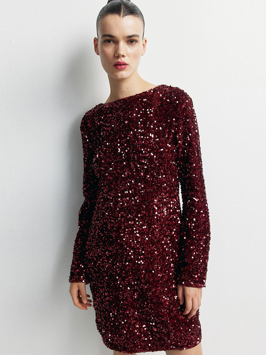 Buy H&M MAMA Sequin Embellished Deep Back Dress - Dresses for Women ...