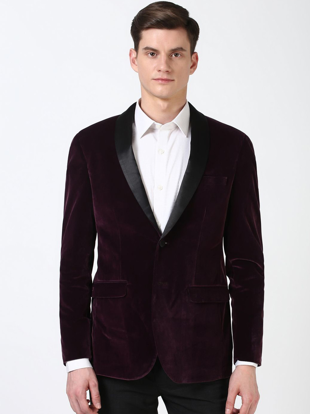 Buy Peter England Elite Slim Fit Single Breasted Formal Blazer ...