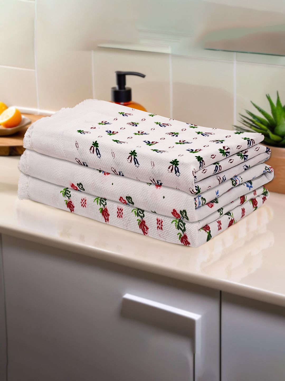 Buy Kuber Industries Assorted 3 Pieces Striped 260 GSM Cotton Bath ...