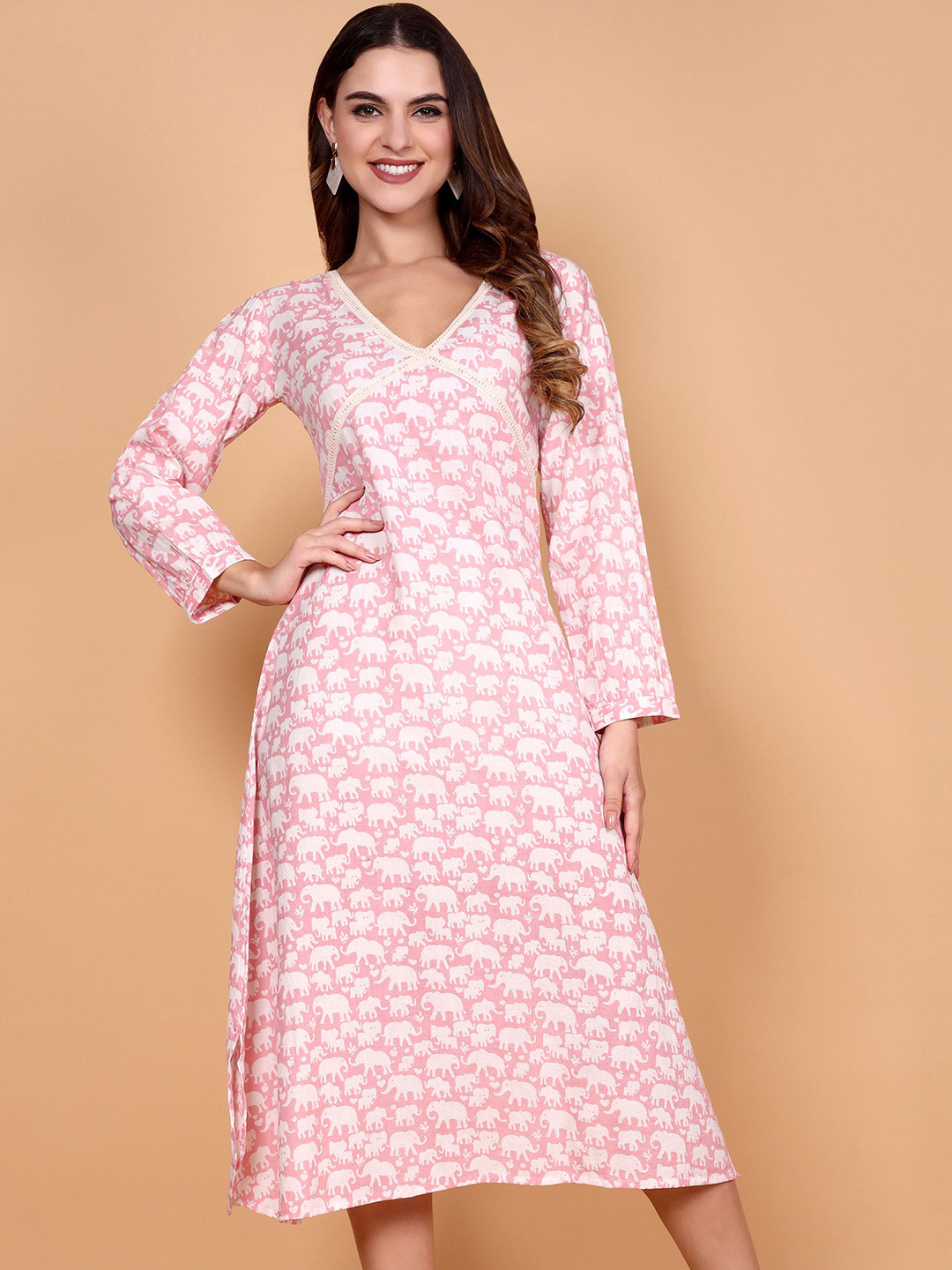 Buy Vastara The Label Women Cotton Printed A Line Dress - Dresses for ...