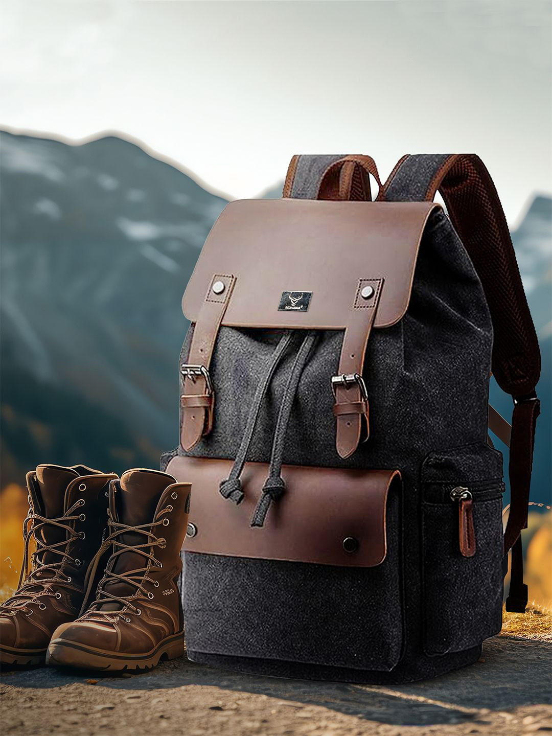 Buy REDHORNS Unisex Colourblocked Contrast Detail Backpack With Anti ...