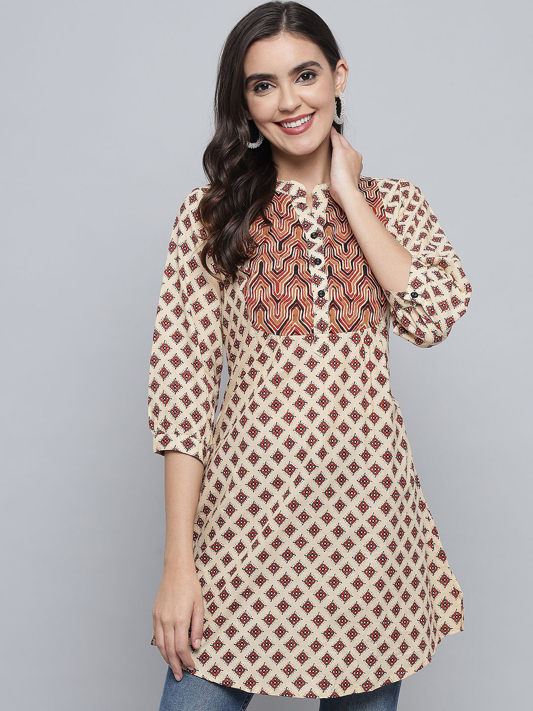 Buy Anouk Women Ethnic Motifs Printed Pure Cotton Short Kurti - Kurtis ...