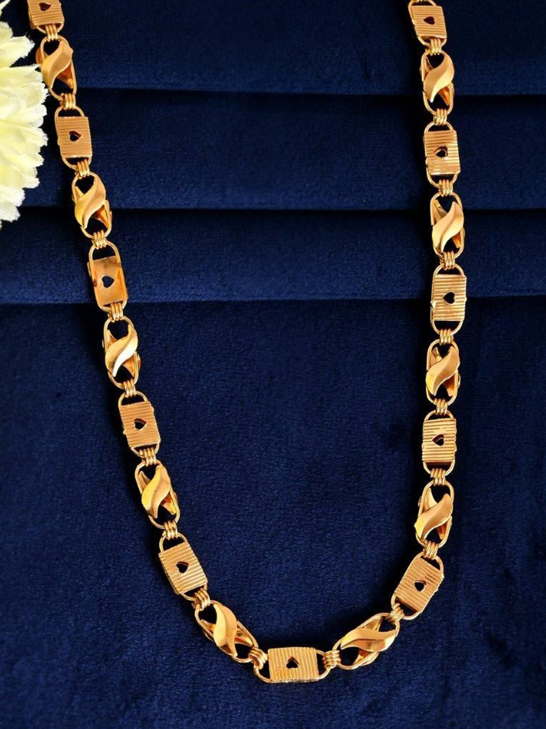 Buy VOJ Men Gold Plated Stainless Steel Biscuit Shaped Chain - Necklace ...