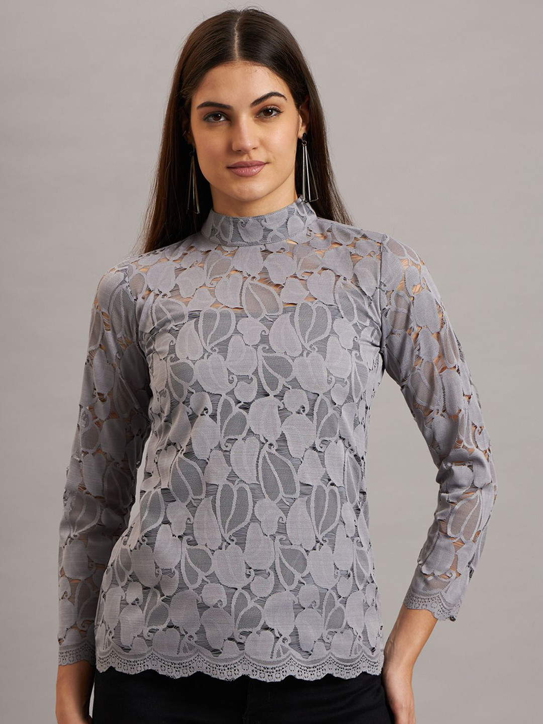 Buy Eavan Women Embroidered Net High Neck Top - Tops for Women 31447259 ...