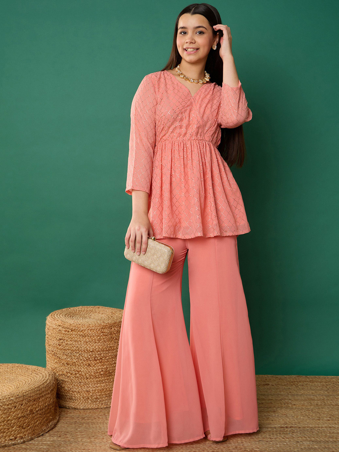 Buy Noh.Voh SASSAFRAS Kids Girls Embellished Beads And Stones Top With ...