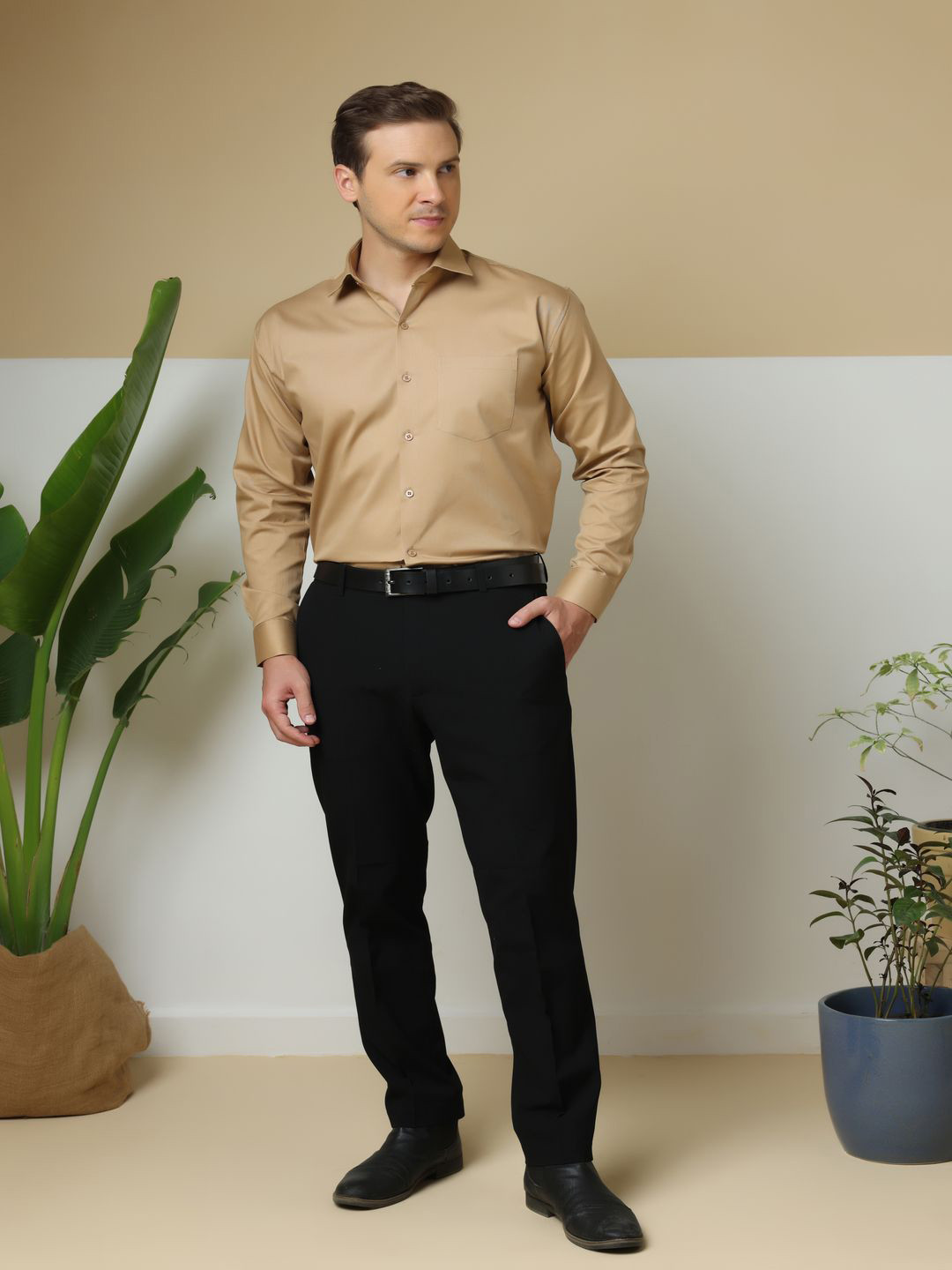 Buy DIOGO LOUIS FORMAL Beige Solid Shirt For Men - Shirts for Men ...