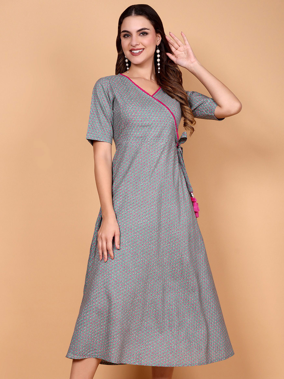 Buy Vastara The Label Women Striped Organic Cotton Fit & Flare Midi ...