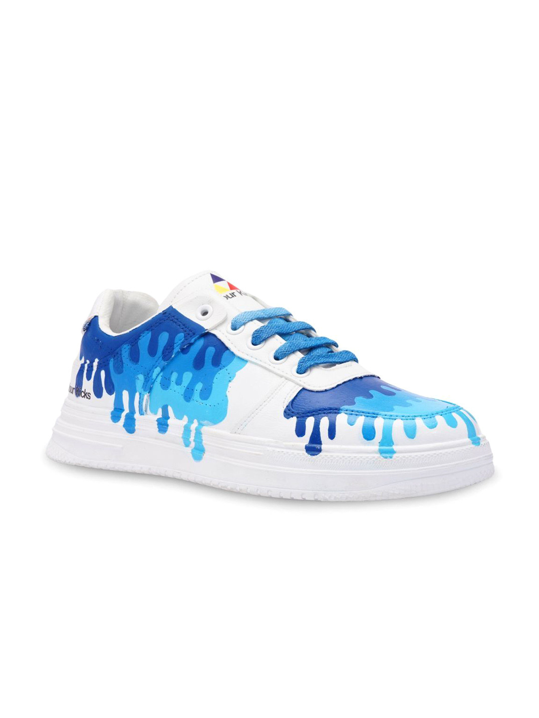 Buy Colour Kicks Men Blue Dropping Handpainted Lace Ups Sneakers ...