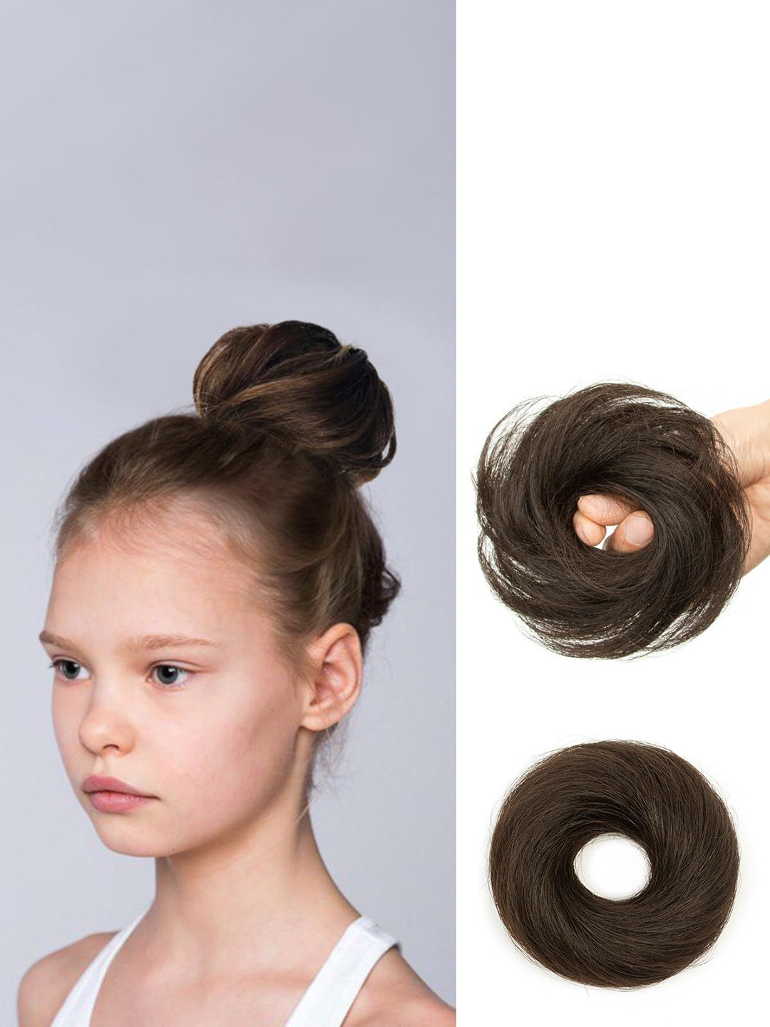 Buy D Divine Halo Straight Bun Hair Extension 6 Inch Brown - Hair ...