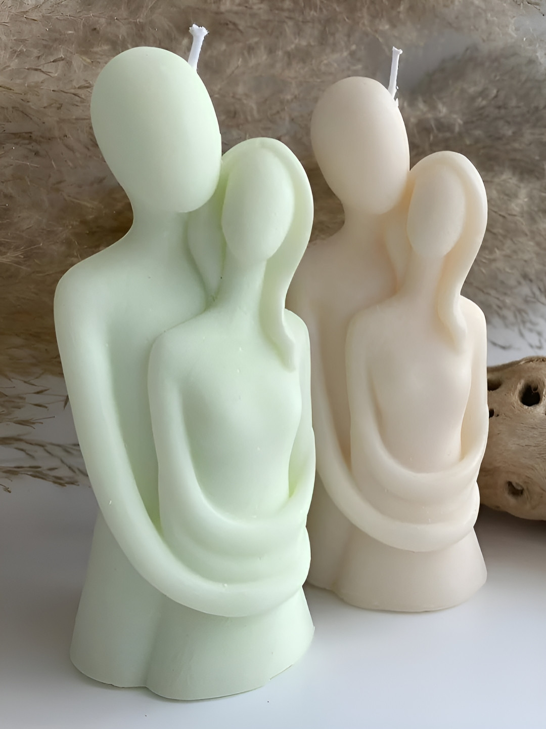 Buy Atorakushon Off White & Mint 2 Pieces Scented Couple Candles ...