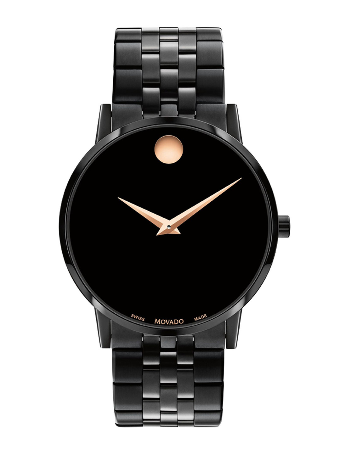 Buy Movado Museum Classic Men Swiss Qtz Black Round Dial Watch 0607963 ...