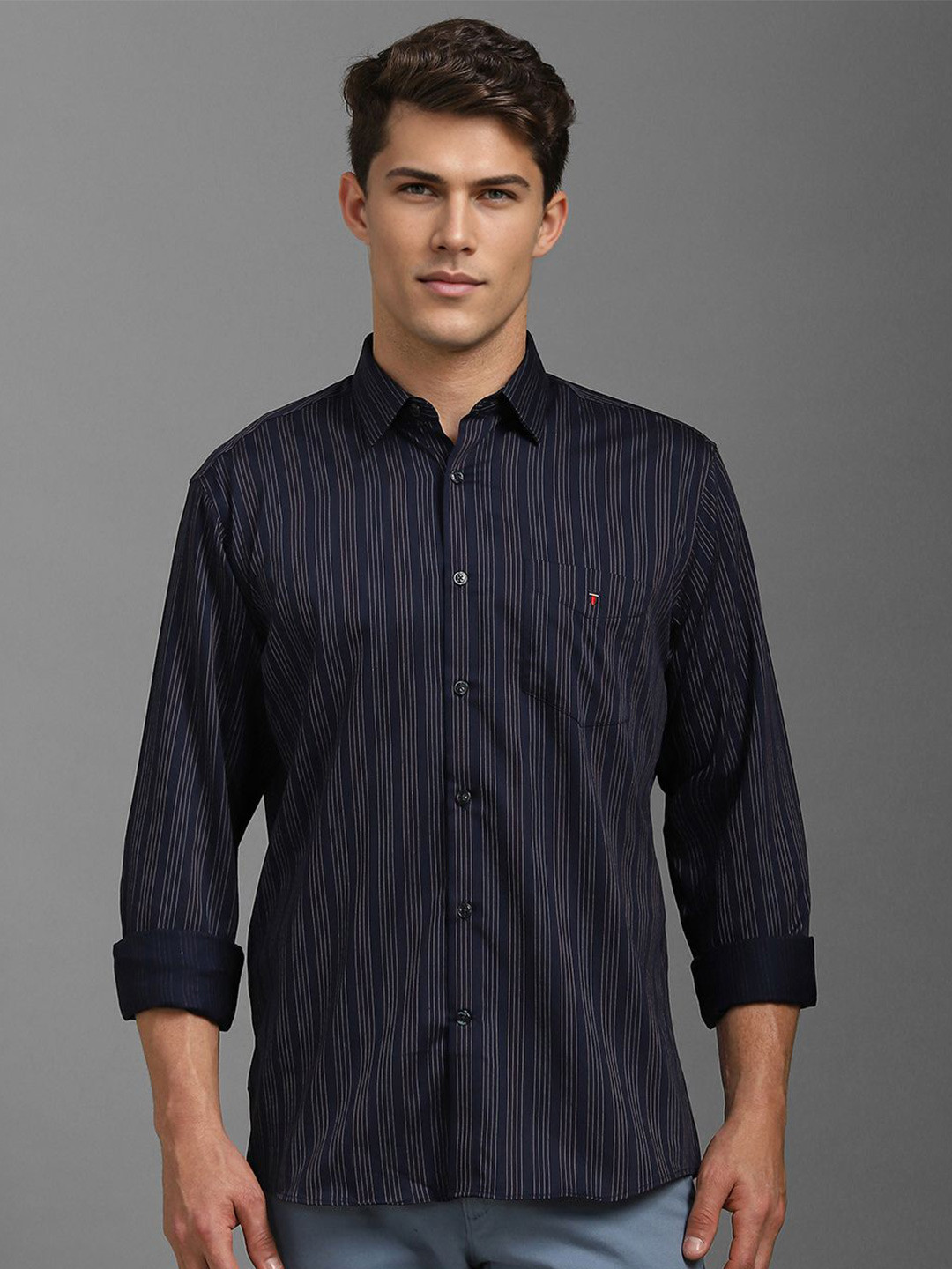Buy Louis Philippe Sport Men Cotton Slim Fit Vertical Stripes Casual ...