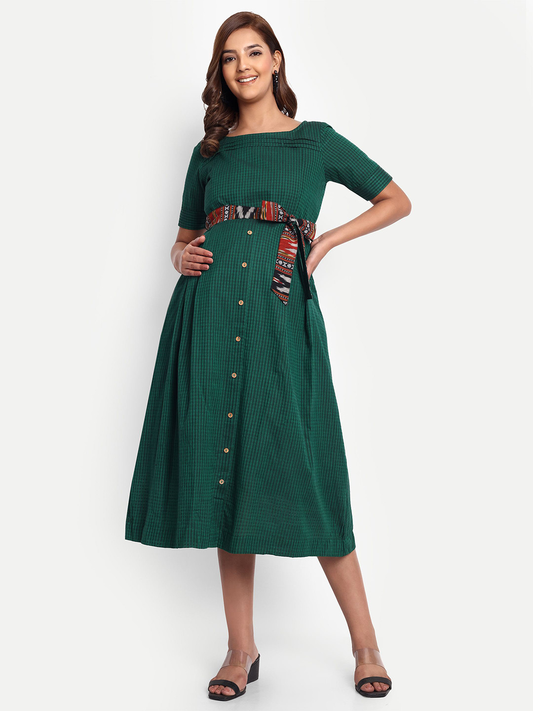 Buy THOTTIL Women Maternity Cotton A Line Midi Dress - Dresses for ...