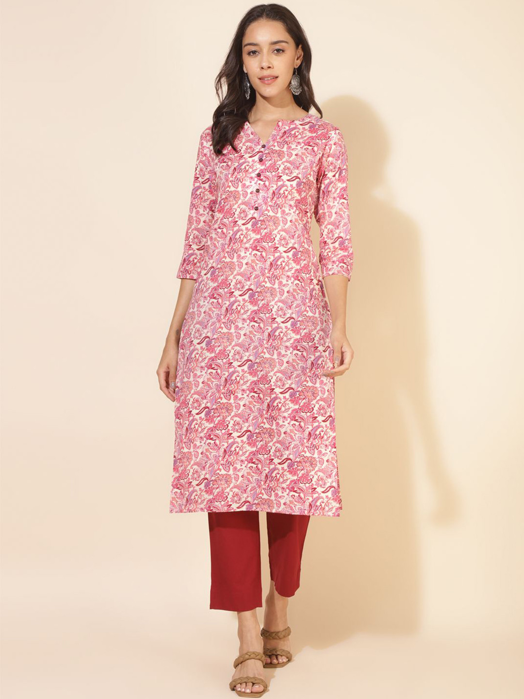 Buy KALINI Floral Printed Pure Cotton Straight Kurta - Kurtas for Women ...