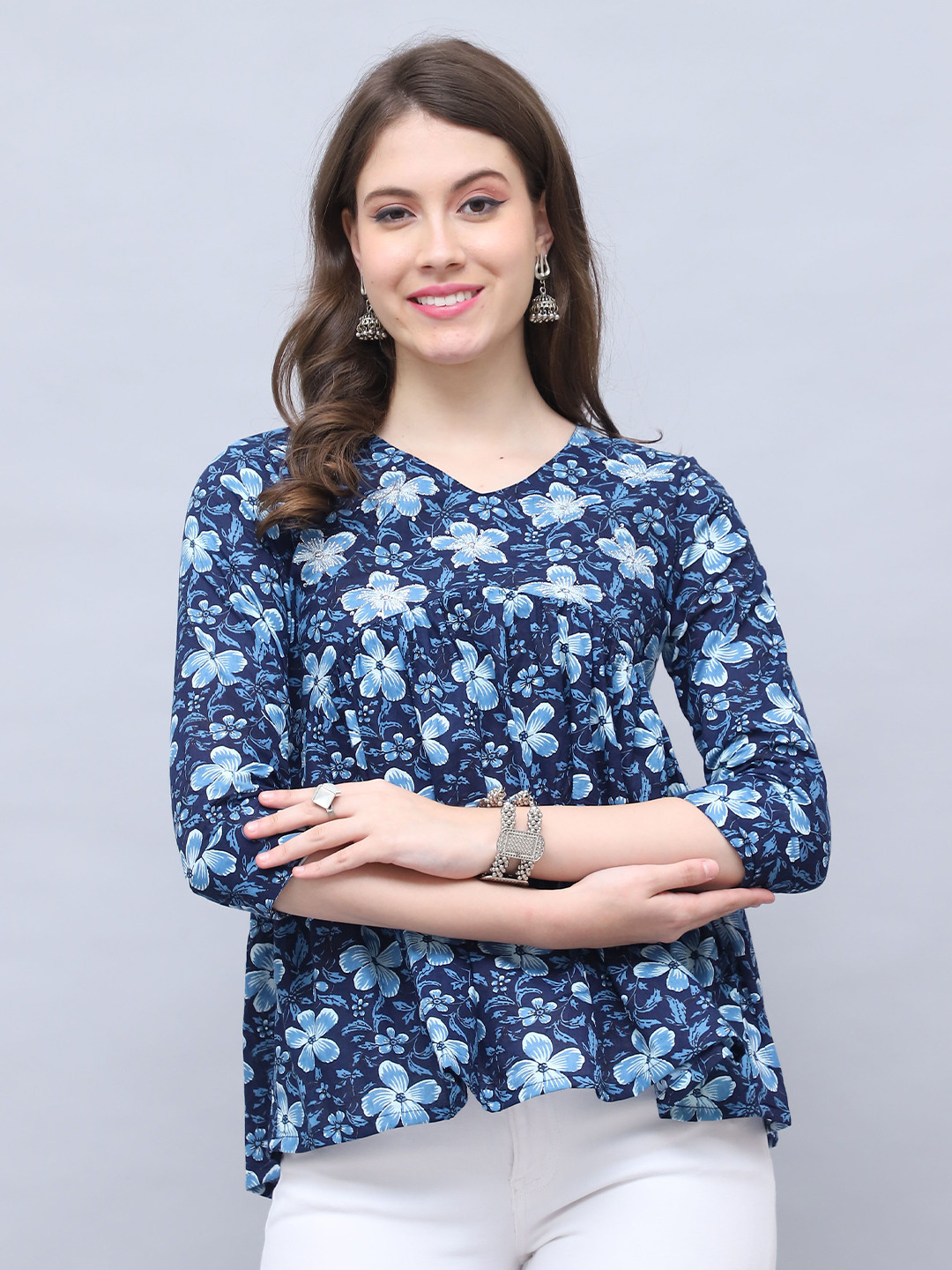 Buy Roly Poly Women Floral Printed Cotton Peplum Crop Top - Tops for ...