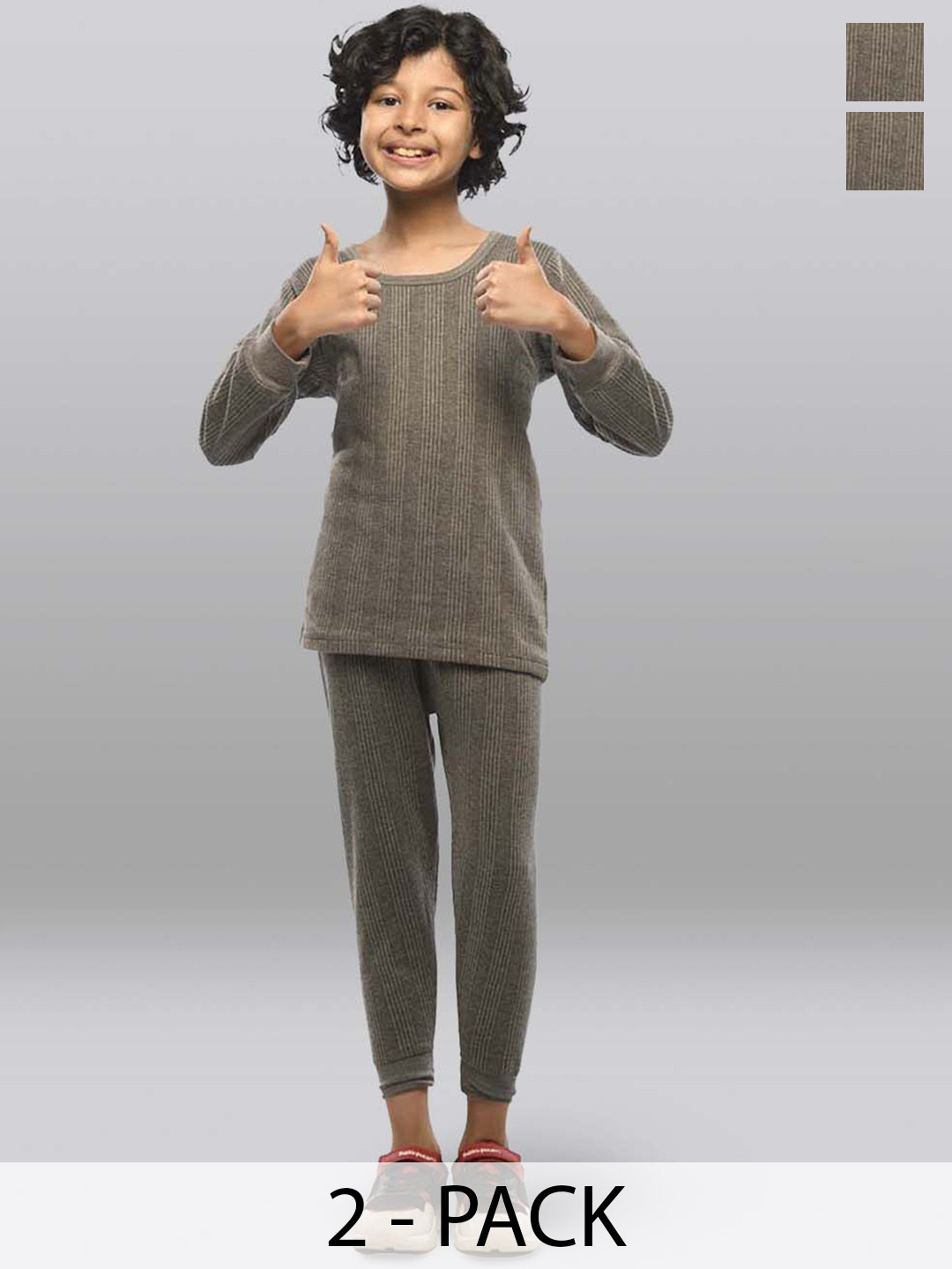 Buy INFERNO Kids Pack Of 2 Striped Cotton Thermal Sets - Thermal Set ...