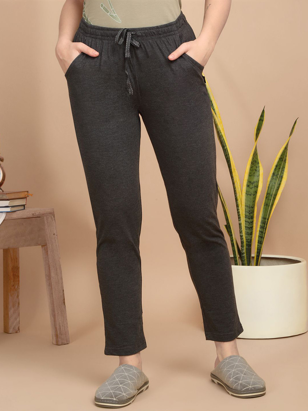 Buy Sweet Dreams Women Cotton Mid Rise Straight Lounge Pants - Lounge ...