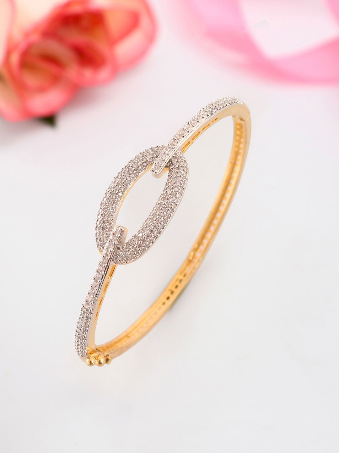 Buy Voylla Gold Plated American Diamond Stone Studded Bangle Style ...