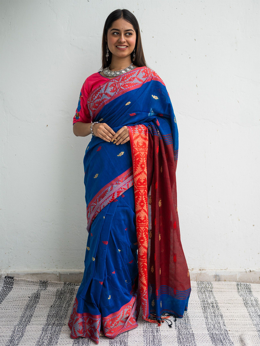 Buy Uttariya Pure Cotton Ethnic Motifs Woven Design Saree - Sarees for ...