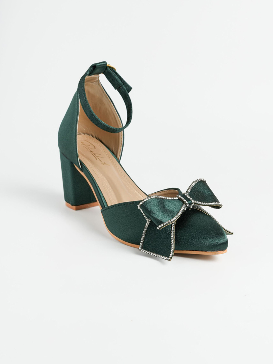 Buy PURPLEHUNT Women Embellished PU Slim Heeled Sandals With Bows ...