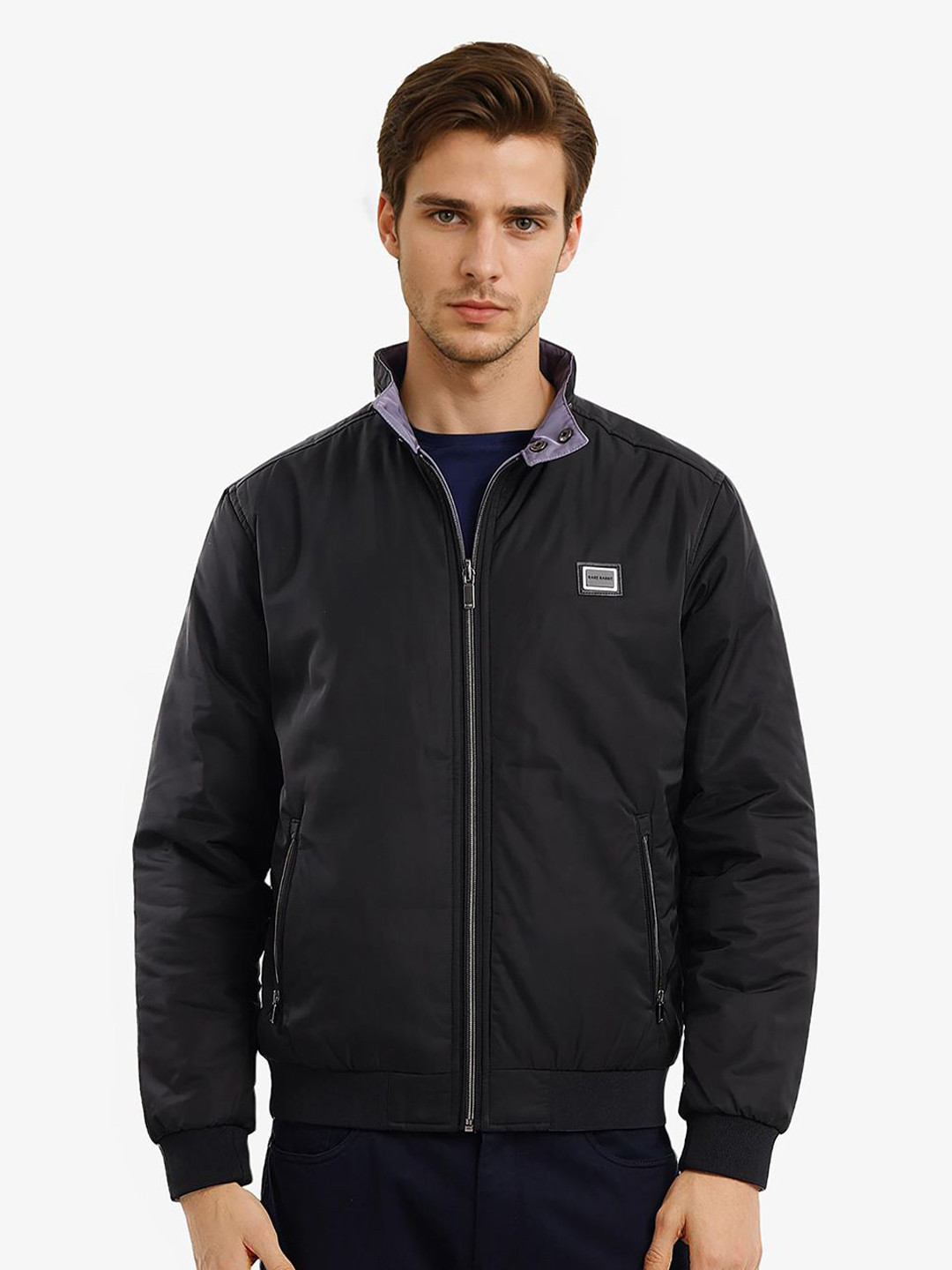 Buy RARE RABBIT Men Mandarin Collar Solid Casual Sporty Jacket ...