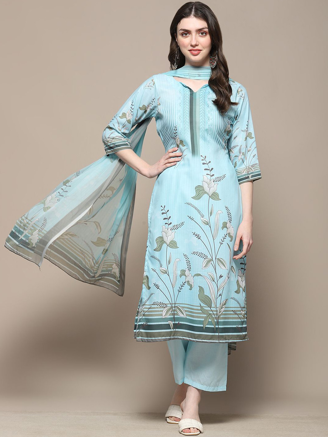 Buy Biba Floral Printed Unstitched Dress Material - Dress Material for ...