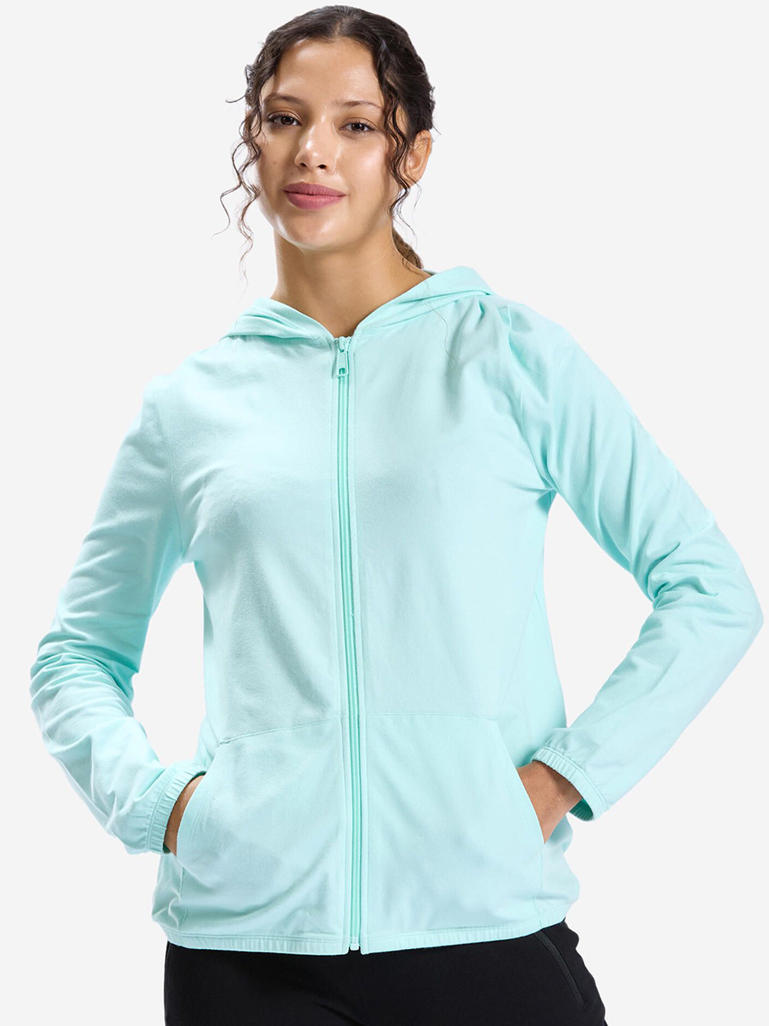Buy Domyos By Decathlon Women Hooded Solid Cotton Sports Sporty Jacket ...