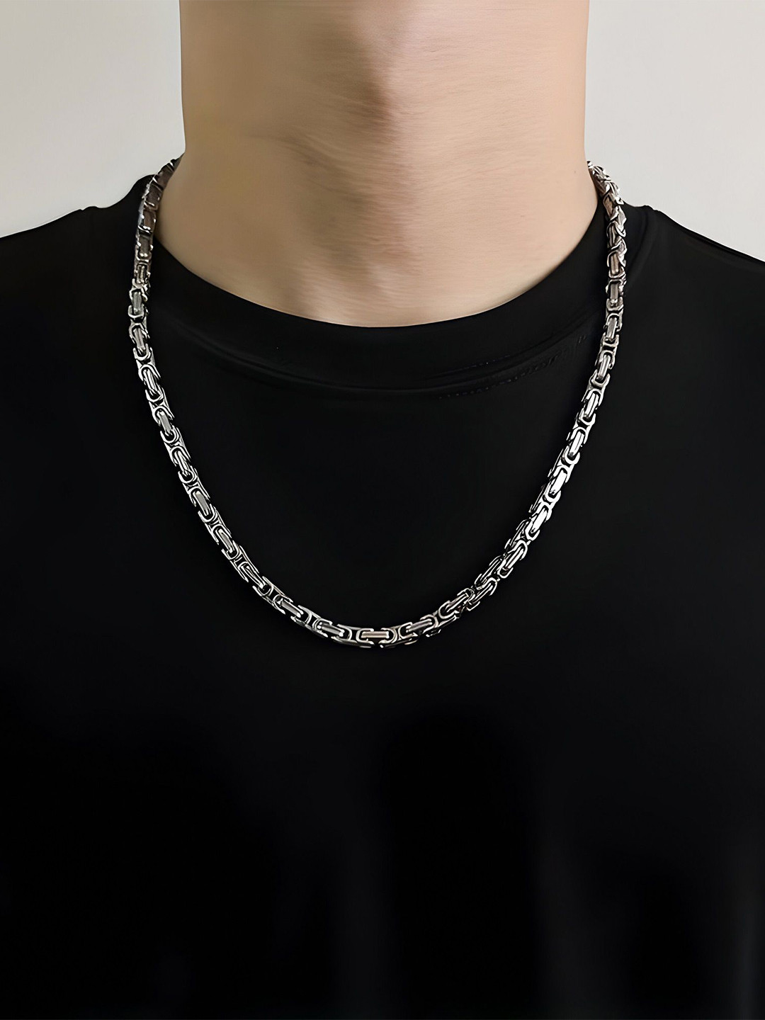 Buy Minprice Unisex Silver Plated Stainless Steel Minimal Chain ...
