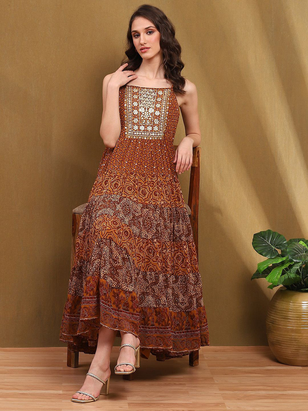Buy Biba Women Ethnic Motifs Printed Fit And Flare Dress - Dresses for ...
