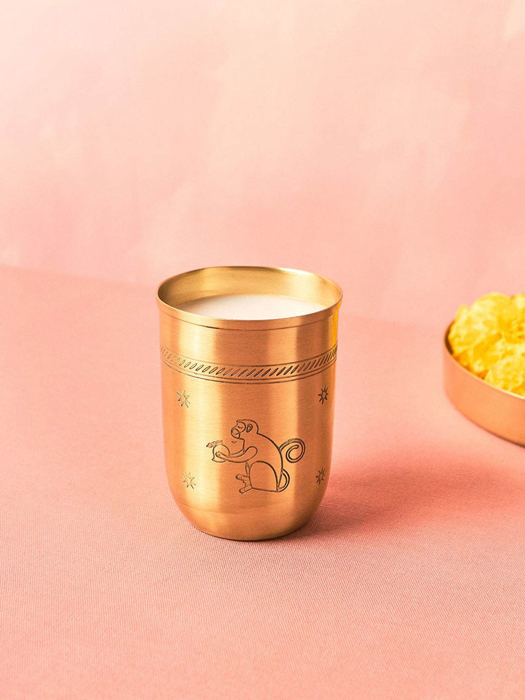 Buy Chumbak Sitara Gold Toned Printed Water Glass - Water Glass for ...