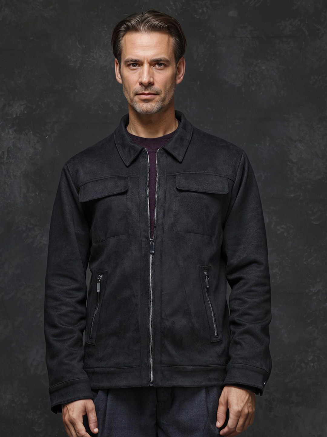 Buy RARE RABBIT Men Spread Collar Solid Casual Tailored Jacket ...