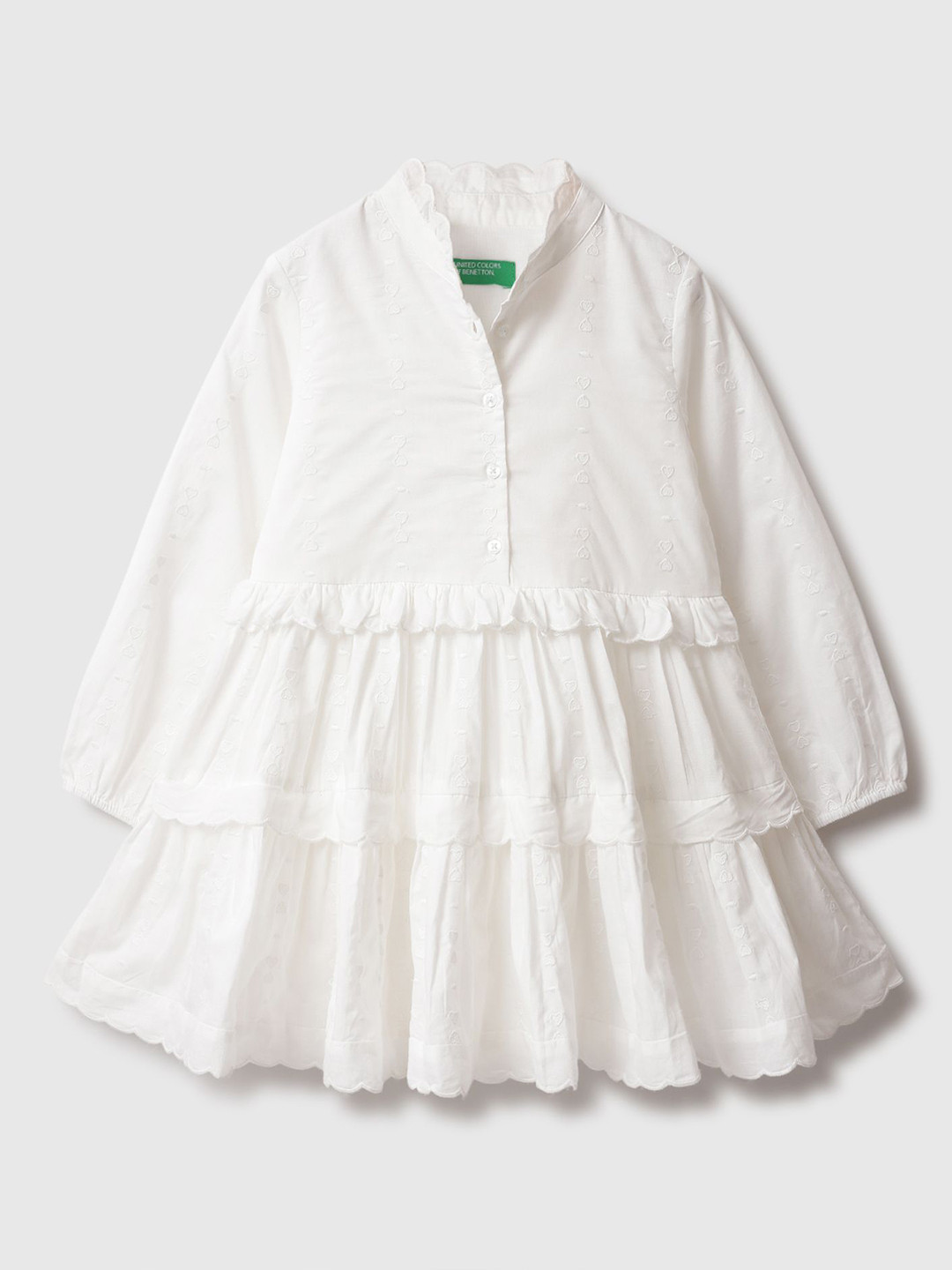Buy United Colors Of Benetton Girls Embroidered Fit & Flare Cotton Midi ...
