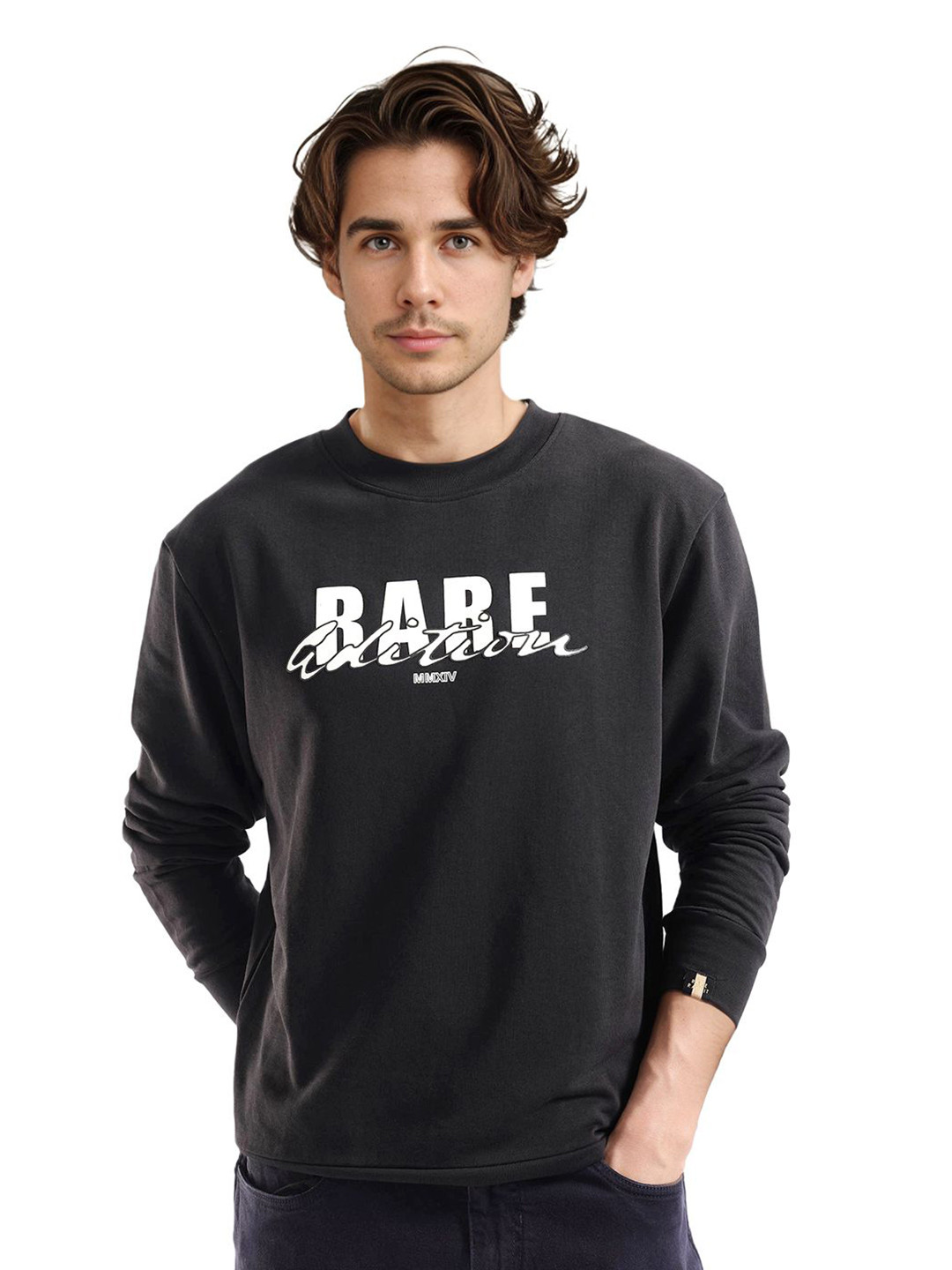 Buy RARE RABBIT Men Printed Cotton Round Neck Sweatshirt - Sweatshirts ...