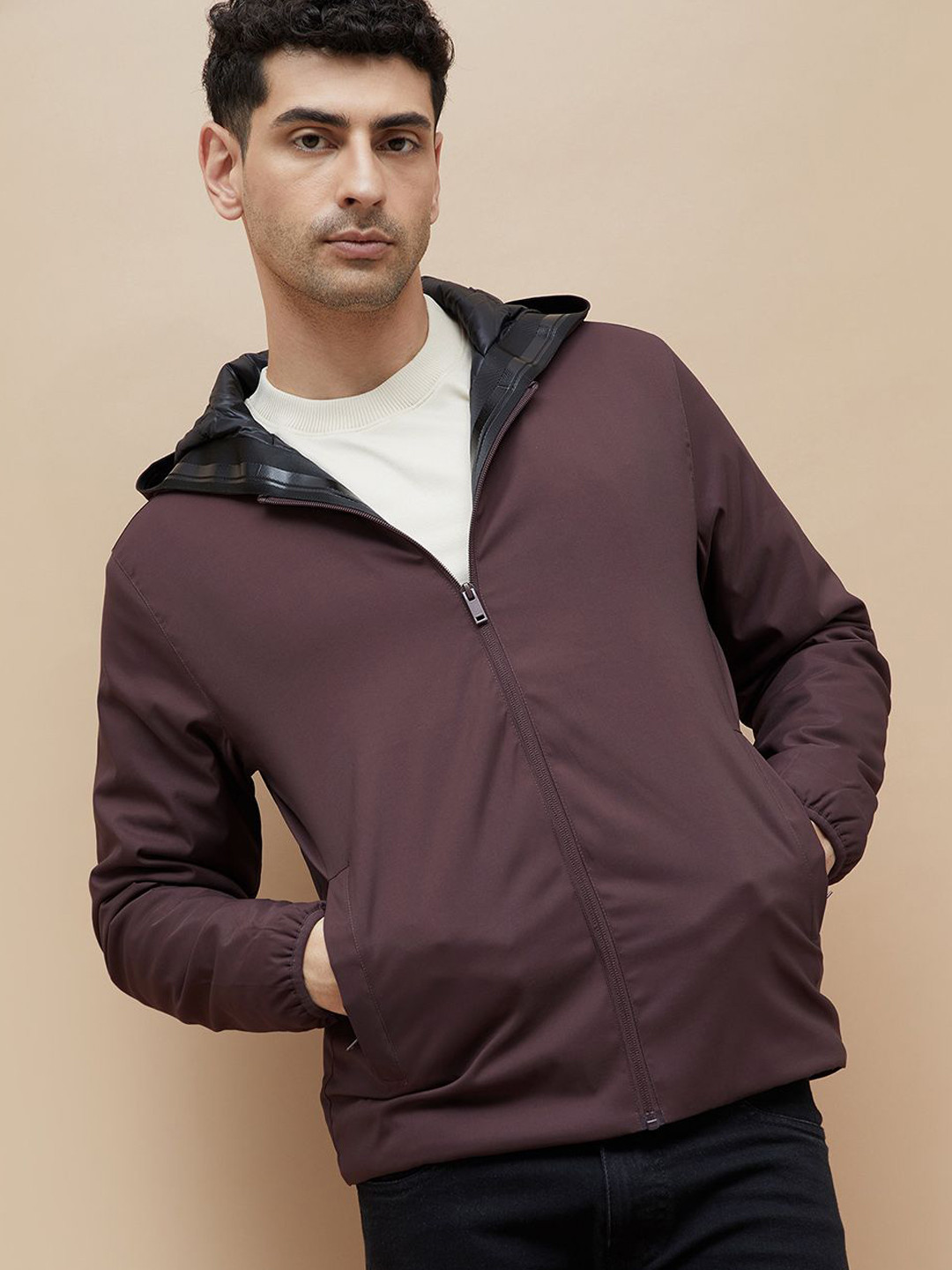 Buy CODE By Lifestyle Men Hooded Solid Casual Tailored Jacket - Jackets ...
