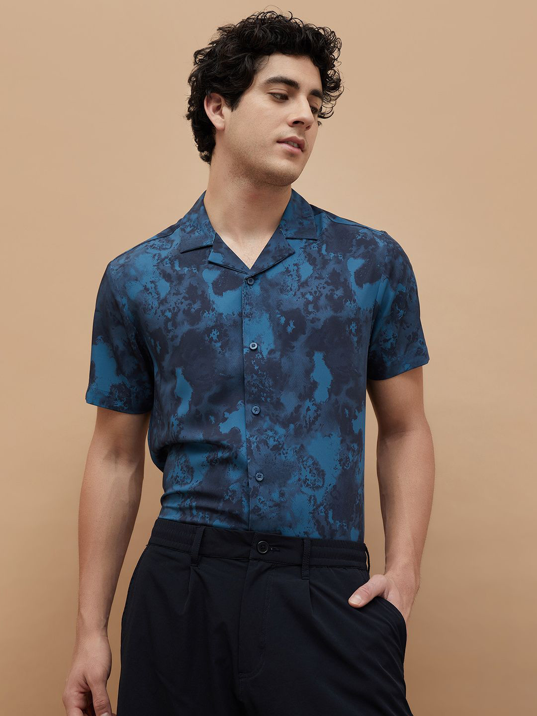 Buy Forca Men Cuban Collar Floral Printed Casual Shirt - Shirts for Men ...