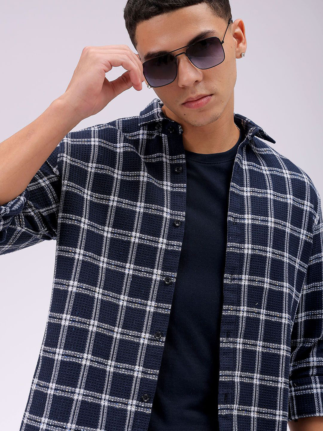 Buy The Indian Garage Co Men Relaxed Fit Checked Textured Resortwear ...