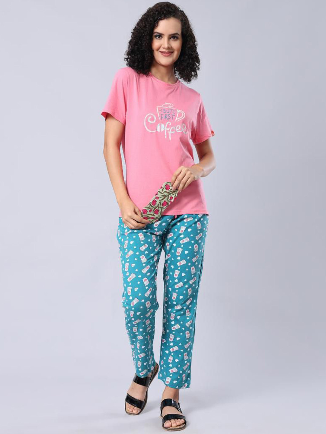 Buy Evolove Women Abstract Printed Pure Cotton Night Suit - Night Suits ...