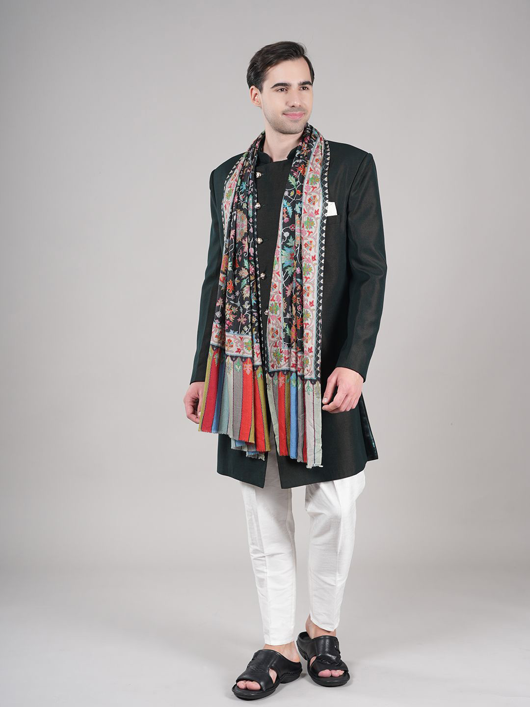Buy MUFFLY Unisex Wool Ethnic Motifs Printed Stole - Stoles for Unisex ...