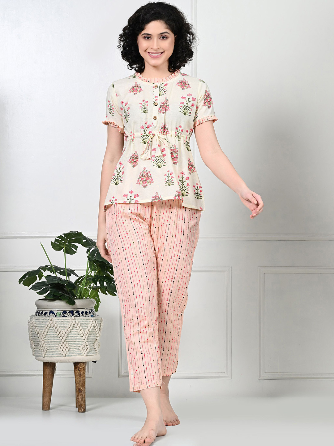 Buy Laado Pamper Yourself Women Floral Printed Pure Cotton Night Suit ...